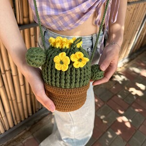 Crochet Cactus Crossbody Bag,handmade Cactus Bag,knitted Cactus Bag ...