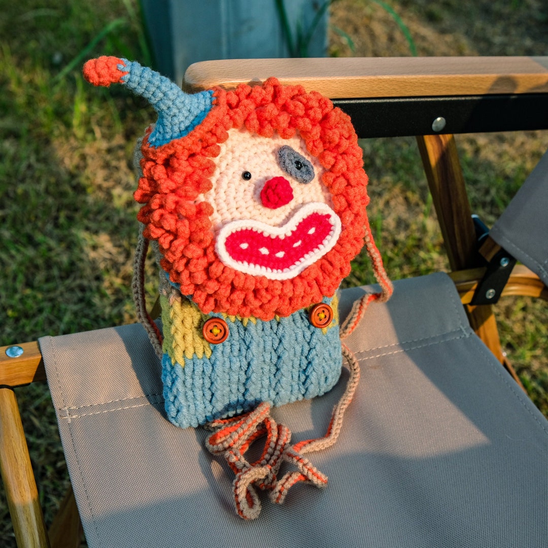 Crochet Clown Crossbody Bag, Coin Purse, Mobile Phone, Crochet Purse ...