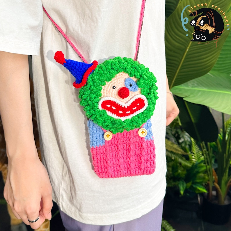 Crocheted Clown Crossbody Bag: Your Whimsical Fashion Statement! - Etsy