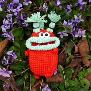 Crochet Little Monster Wollen Key Holder With Pull Strap, Key Chain ...