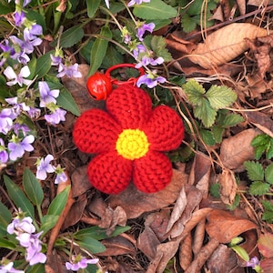 Handmade Crochet Red Flower Keychain - Add a Blooming Touch to Your ...