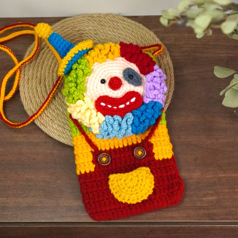 Crochet Clown Crossbody Bag, Crochet Clown Purse Crossbody Bags ...