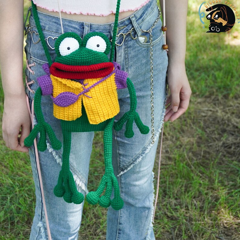 Crochet Frog Crossbody Bag|handmade Bag|knitted Froggy Bag|crochet ...