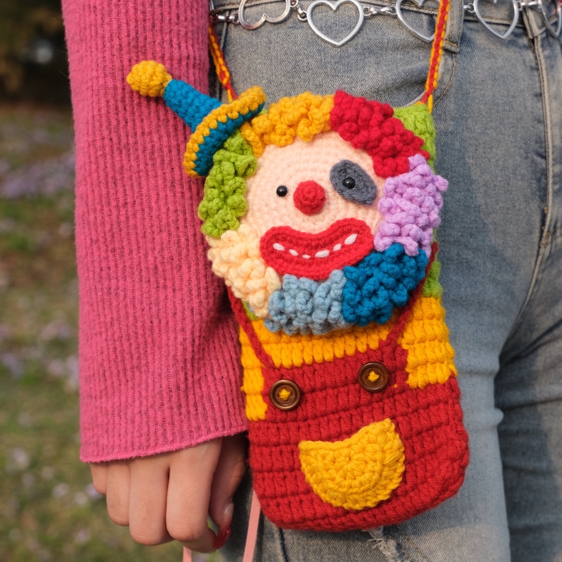 Crochet Clown Crossbody Bag, Crochet Clown Purse Crossbody Bags ...