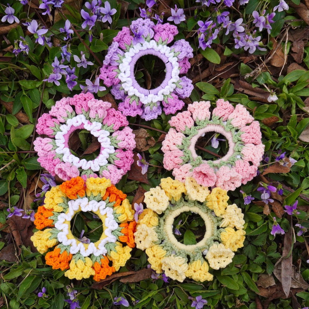 Crochet Flowers Hair Bands，flowers Hairband，scrunchy Hair Rope,hair ...