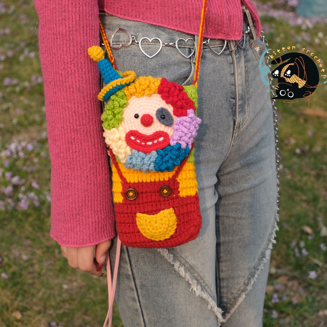 Crochet Clown Crossbody Bag, Crochet Clown Purse Crossbody Bags ...