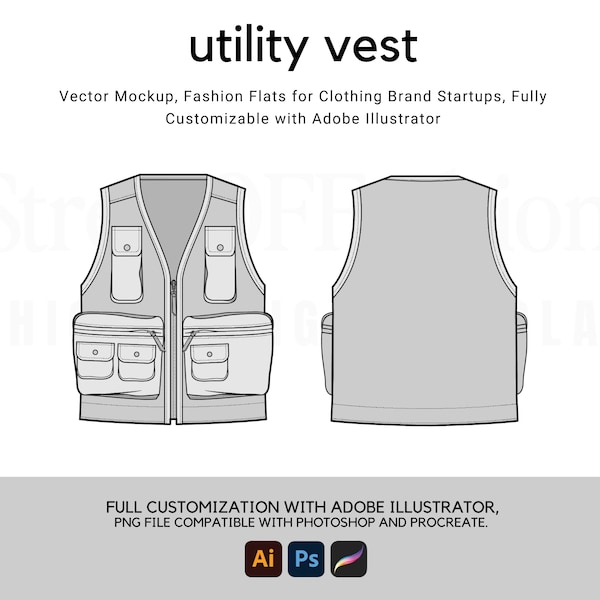 Biker Vest Template - Etsy