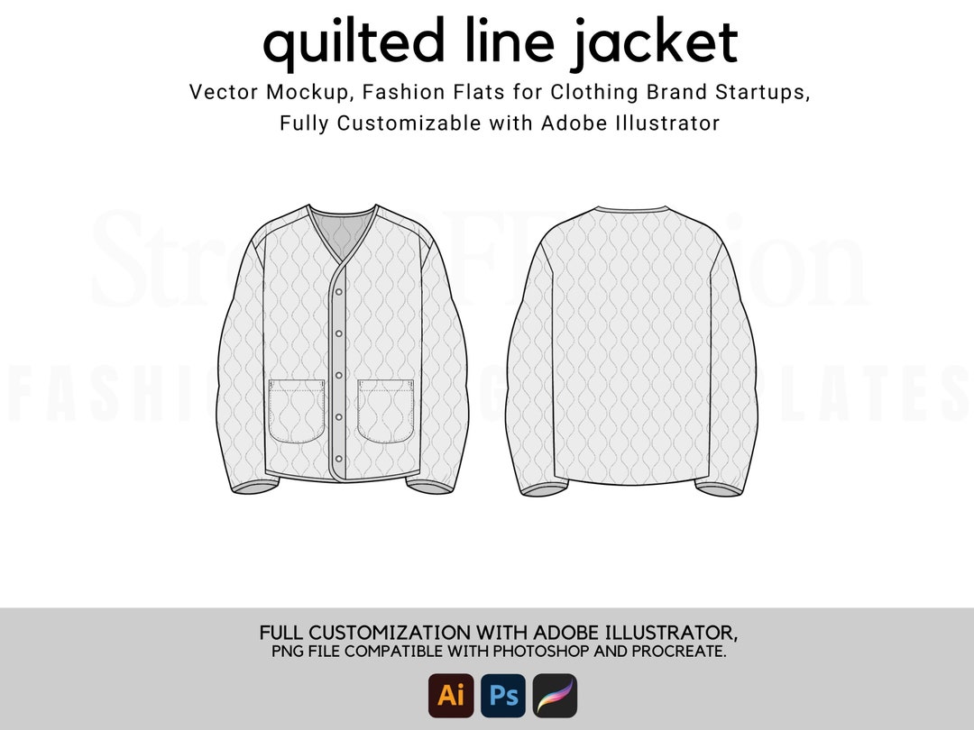 Quilted Liner Jacket Tech Pack: Fashion Design Template - Etsy