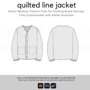 Quilted Liner Jacket Streetwear Drawing Illustration Blank Mock-up Tech ...