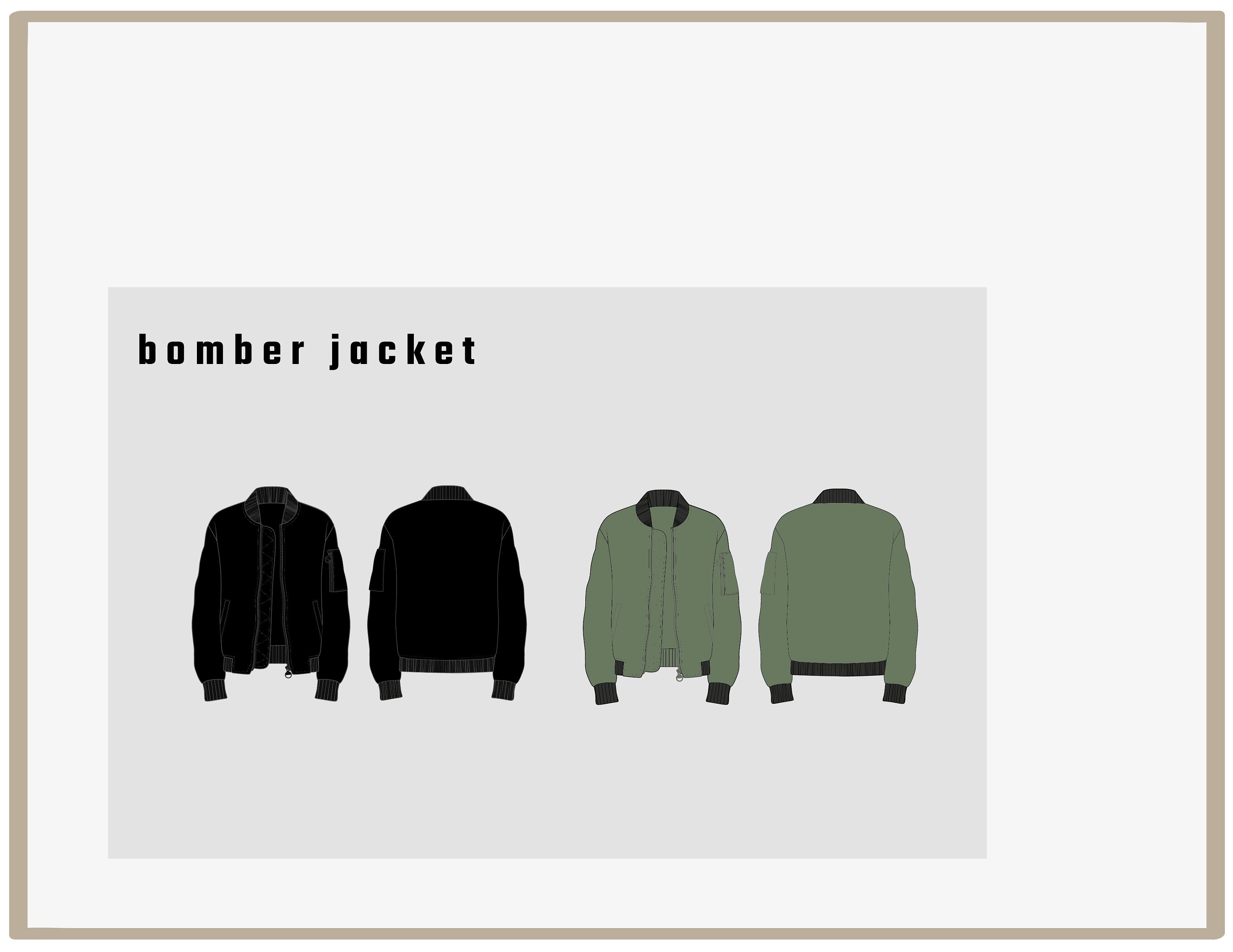 Bomber Jacket Flat Technical Drawing: Streetwear Design Template - Etsy