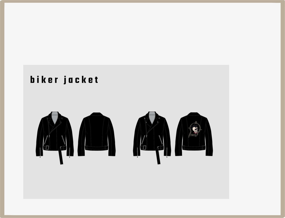 Biker Jacket Flat Technical Drawing: Streetwear Design Template - Etsy