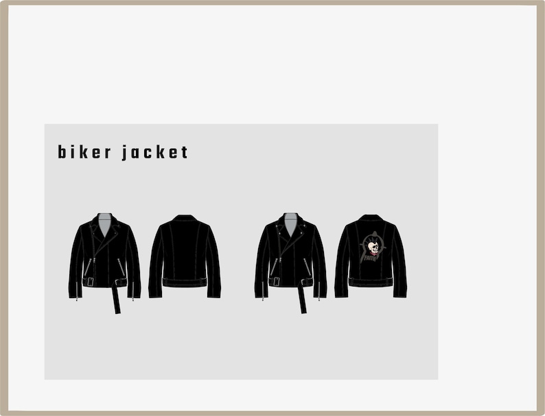 Biker Jacket Flat Technical Drawing: Streetwear Design Template - Etsy