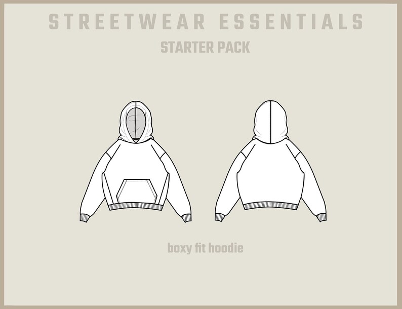 Boxy Fit Hoodie Template: Fashion CAD Vector (digital Download) - Etsy