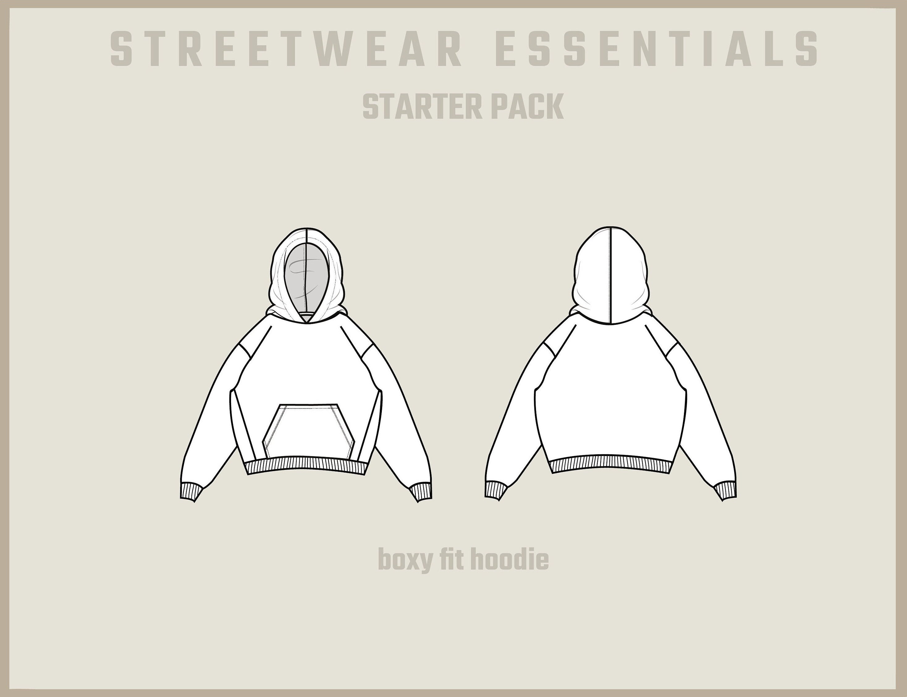 Boxy Fit Hoodie Template: Fashion CAD Vector (digital Download) - Etsy