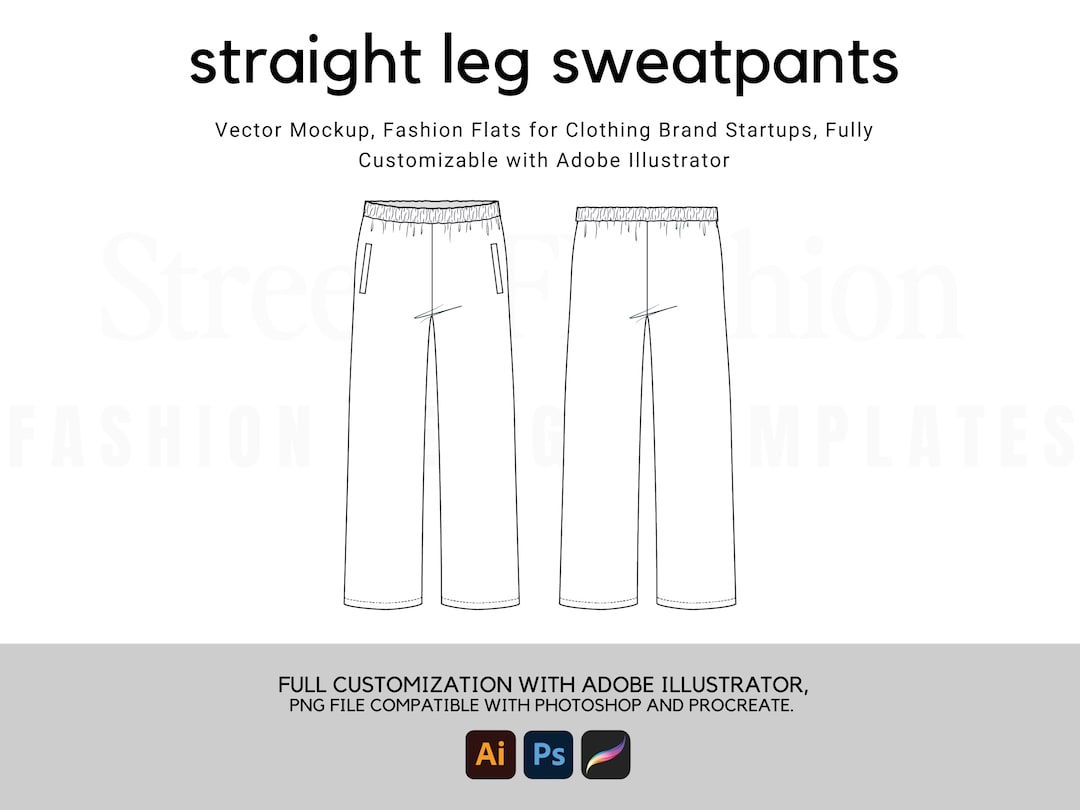 Straight Leg Sweatpant Flat Technical Drawing Illustration Classic ...