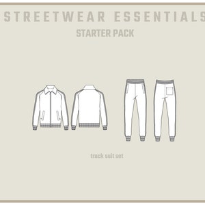 Tracksuit Flat Technical Drawing Illustration Classic Blank Streetwear ...