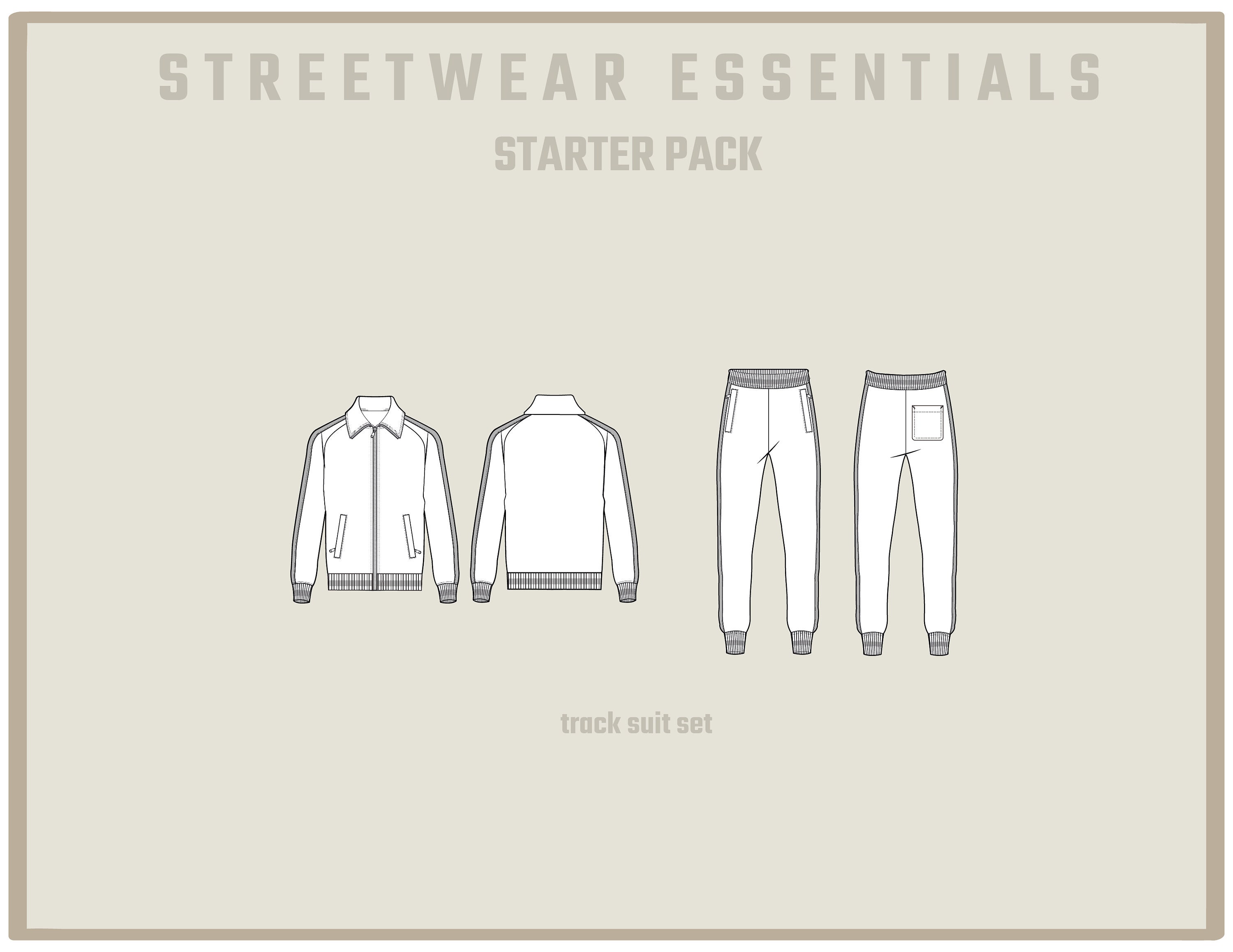 Tracksuit Flat Technical Drawing Illustration Classic Blank Streetwear ...