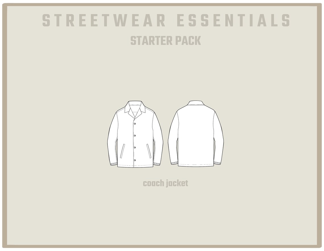 Coach Jacket Flat Technical Drawing Illustration Classic Blank ...