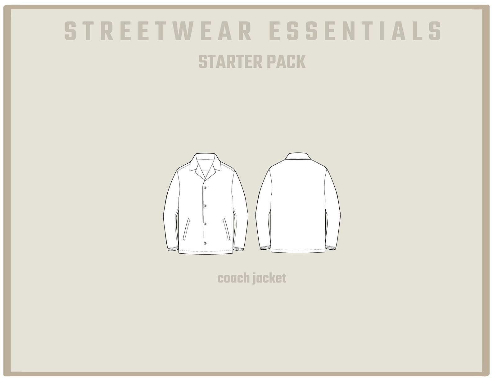 Coach Jacket Flat Technical Drawing Illustration Classic Blank ...