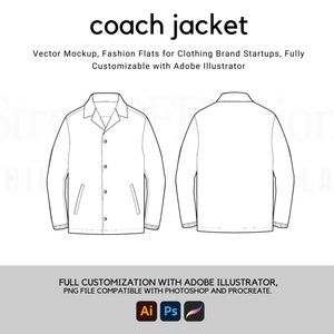 Coach Jacket Flat Technical Drawing Illustration Classic Blank ...