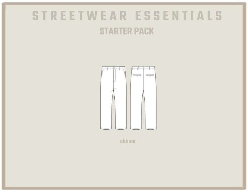Chino Pants Flat Technical Drawing: Streetwear Design Template - Etsy
