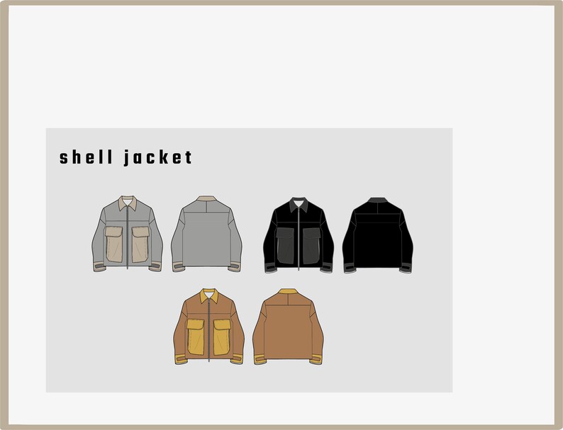 Shell Jacket Flat Technical Drawing Illustration Classic Blank ...