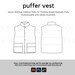 Puffer Vest Flat Technical Drawing: Streetwear Mock-up Template - Etsy