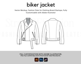 Cafe Racer Motorcycle Jacket Vector Flat Technical Drawing Illustration ...