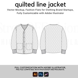 Quilted Liner Jacket Streetwear Drawing Illustration Blank Mock-up Tech ...