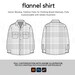 Flannel Shirt Flat Technical Drawing: Streetwear Design Template - Etsy