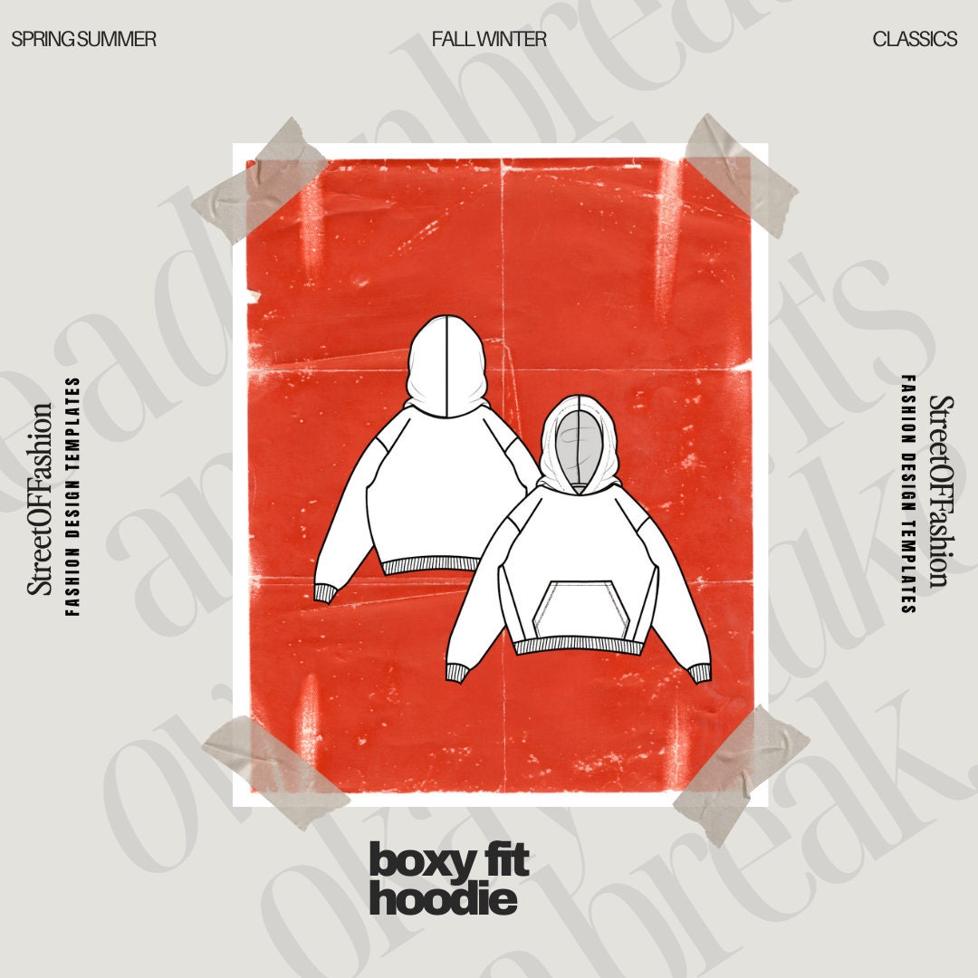 Boxy Fit Hoodie Template: Fashion CAD Vector (digital Download) - Etsy