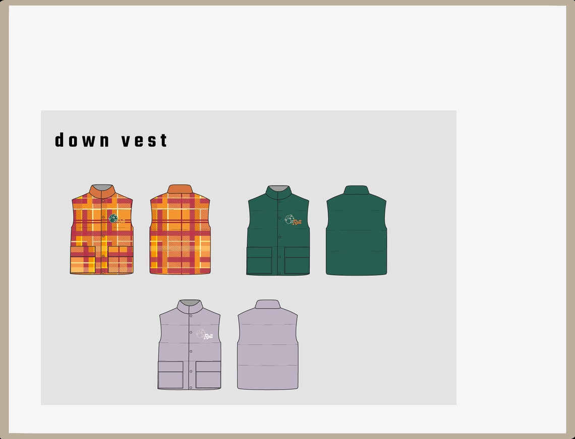 Puffer Vest Flat Technical Drawing: Streetwear Mock-up Template - Etsy