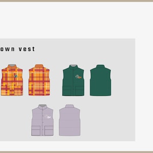 Puffer Vest Flat Technical Drawing: Streetwear Mock-up Template - Etsy