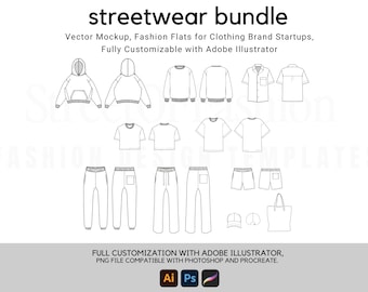 Tracksuit Flat Technical Drawing Illustration Classic Blank Streetwear ...