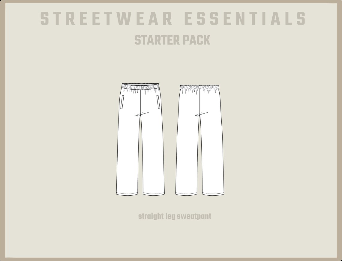 Straight Leg Sweatpant Flat Technical Drawing Illustration Classic ...