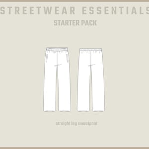 Straight Leg Sweatpant Flat Technical Drawing Illustration Classic ...