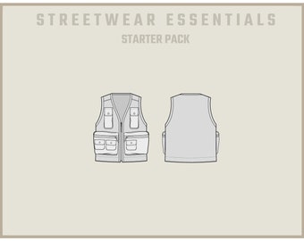 Puffer Vest Flat Technical Drawing Illustration Classic Blank - Etsy