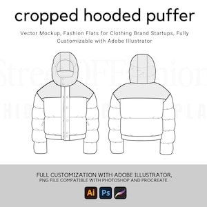 Cropped Down Jacket Streetwear Essential Vector Ai. File - Technical ...