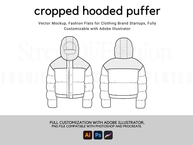Cropped Down Jacket Streetwear Essential Vector Ai. File - Technical ...