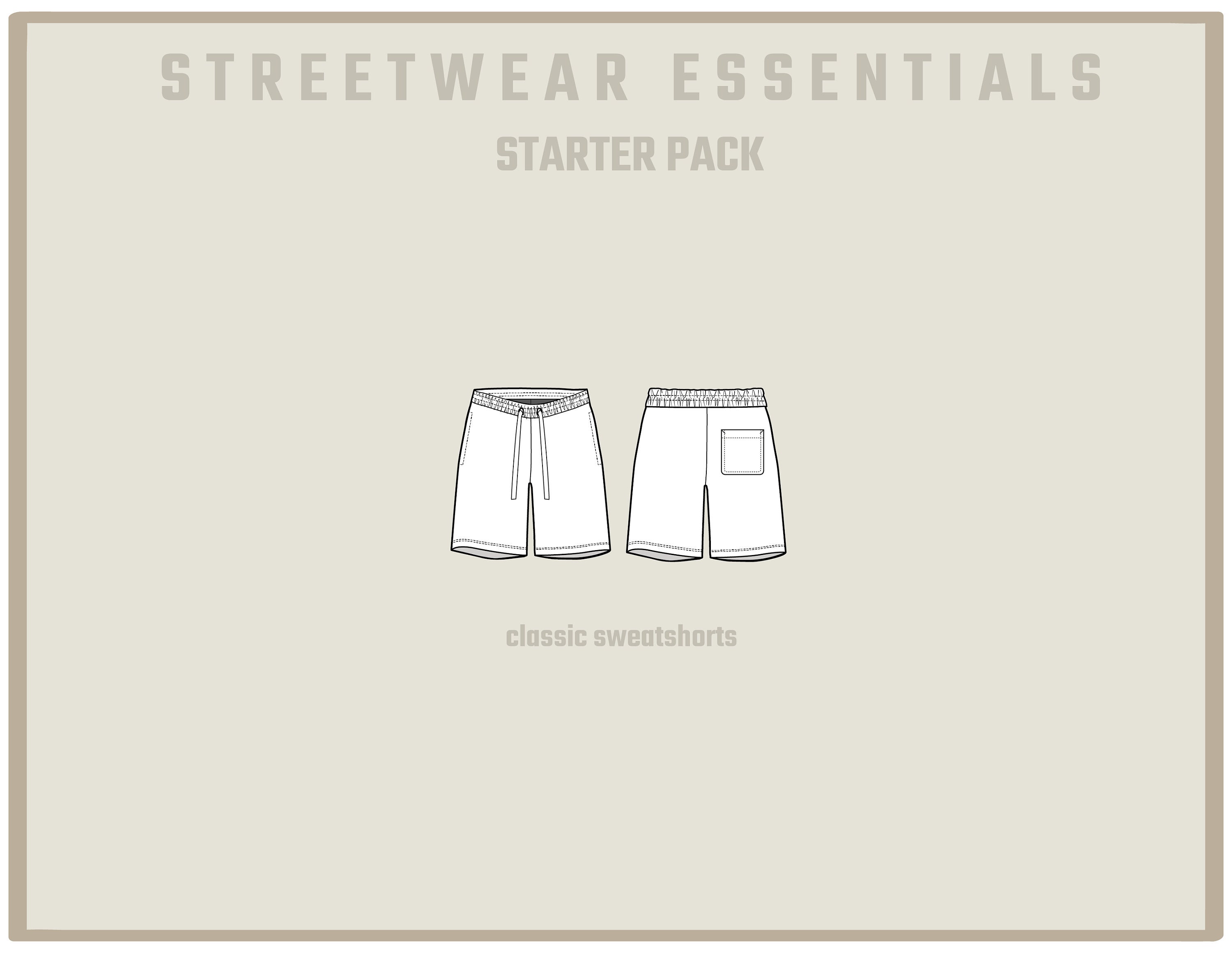 Sweatshorts Flat Technical Drawing: Streetwear Design Template - Etsy