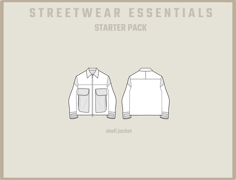 Shell Jacket Flat Technical Drawing Illustration Classic Blank ...