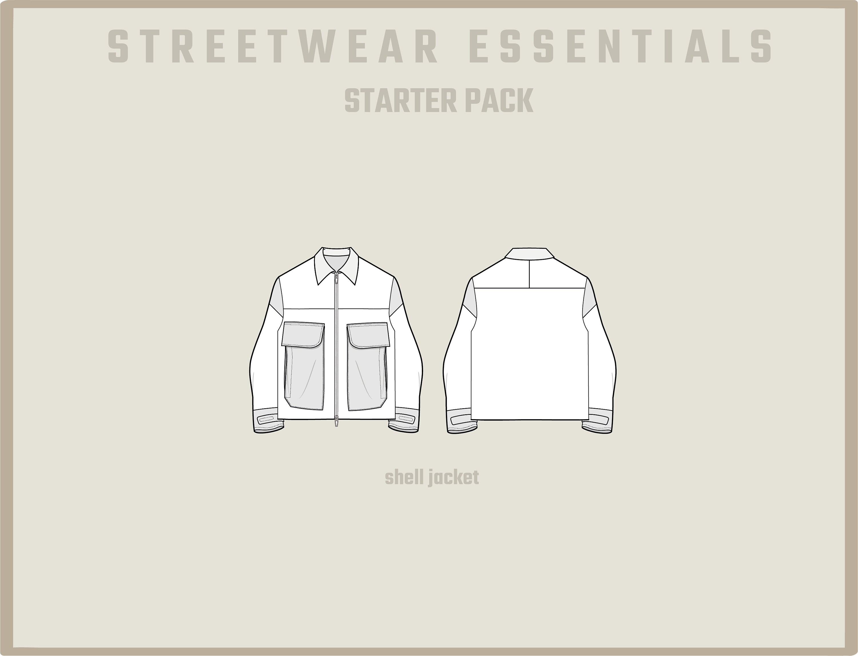 Shell Jacket Flat Technical Drawing Illustration Classic Blank ...