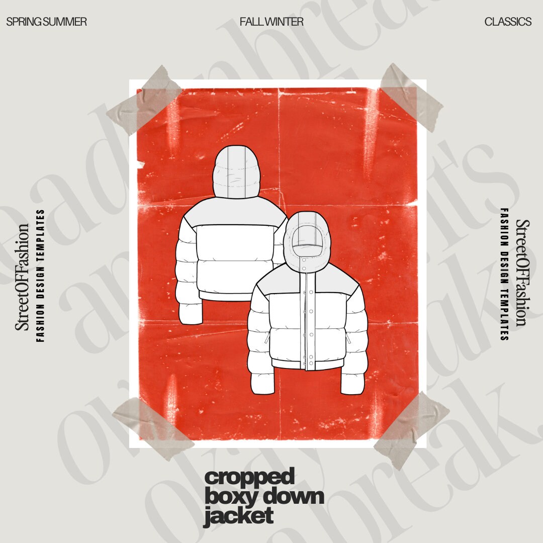 Cropped Down Jacket Streetwear Essential Vector Ai. File - Technical ...