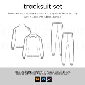 Tracksuit Flat Technical Drawing Illustration Classic Blank Streetwear ...