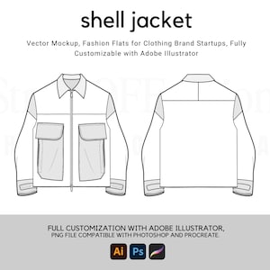 Shell Jacket Flat Technical Drawing Illustration Classic Blank ...