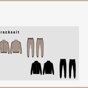 Tracksuit Flat Technical Drawing Illustration Classic Blank Streetwear ...