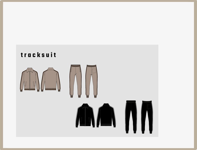Tracksuit Flat Technical Drawing: Streetwear Design Template - Etsy