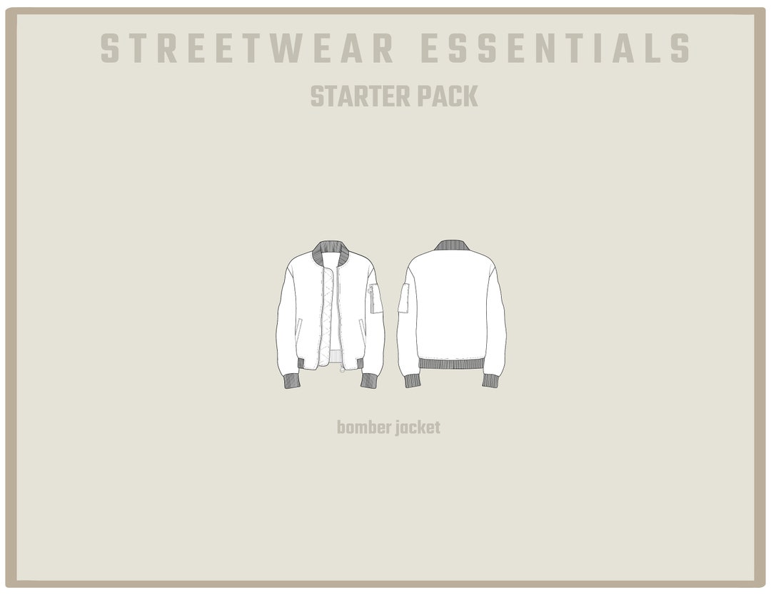 Bomber Jacket Flat Technical Drawing Illustration Classic - Etsy