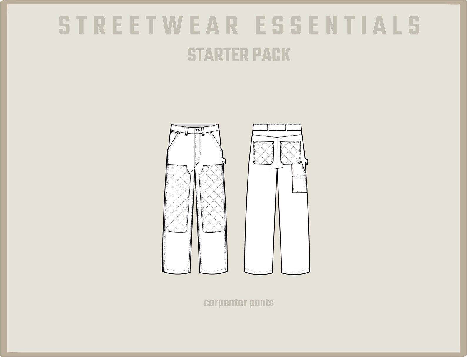 Carpenter Pants Flat Technical Drawing Illustration Classic Blank ...