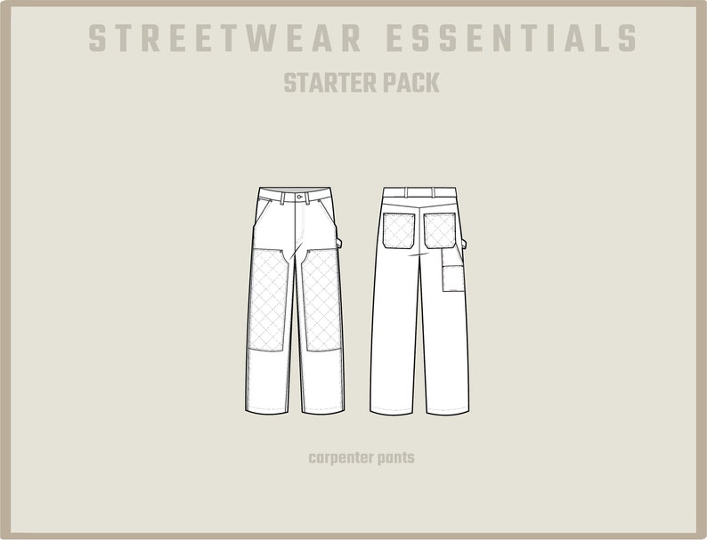 Carpenter Pants Flat Technical Drawing Illustration Classic Blank ...